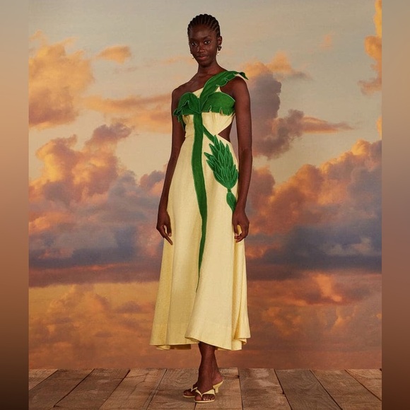 FARM Rio | Dresses | Farm Rio Palm Tree Cutwork Midi Dress | Poshmark